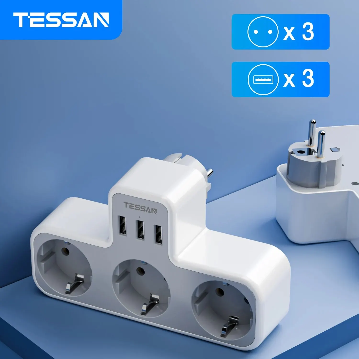 Multiprise EU avec 3 prises AC et 3 ports USB : protection contre les ...